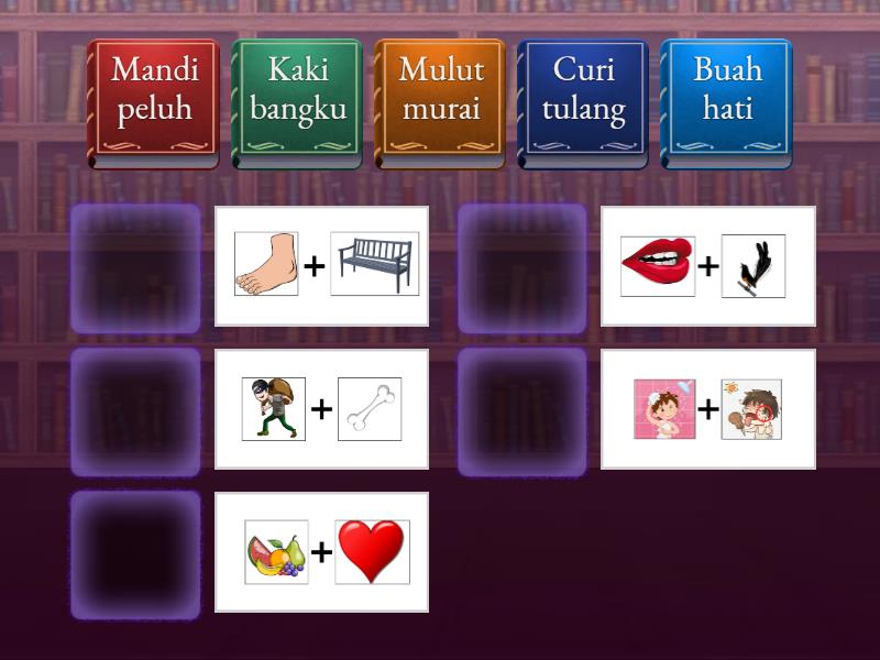 Padankan simpulan bahasa yang sesuai berdasarkan gambar. - Match up