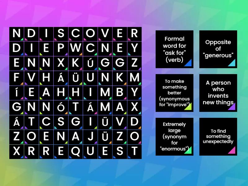 Vocabulary Crossword Puzzle - Sopa de letras