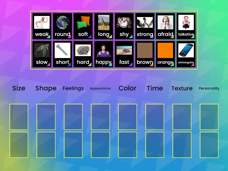 Adjectives - sorting - MEIE - Group sort