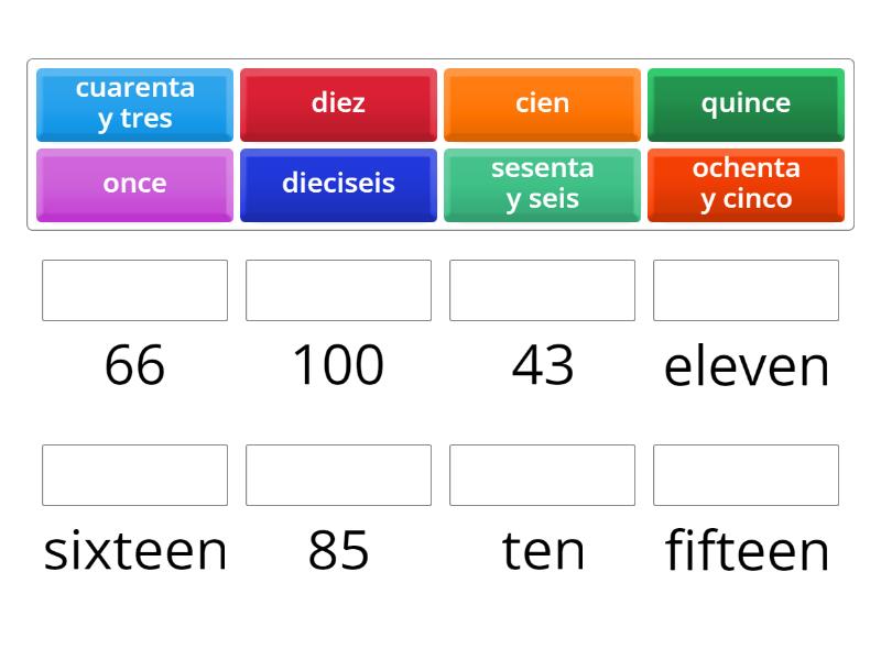 Los Numeros 1-100 - Permainan Pencocokan