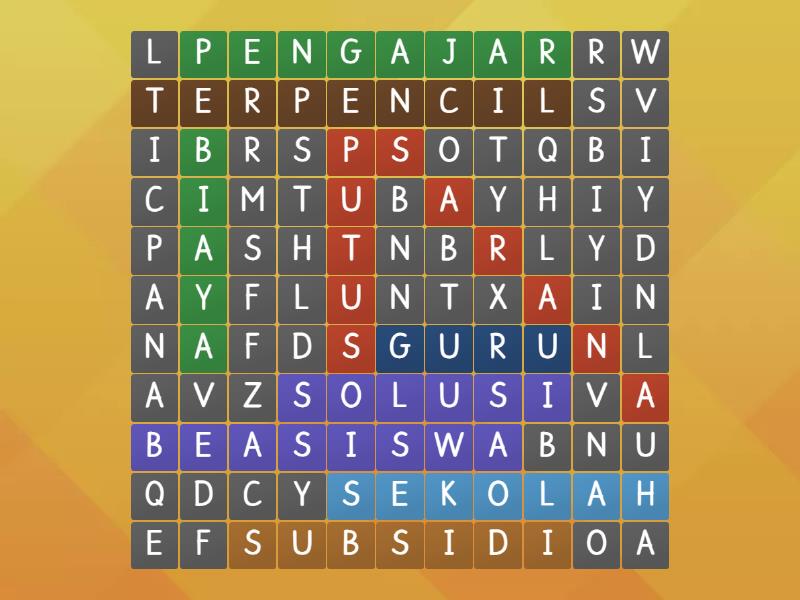 Lengkapi kata yang hilang - Wordsearch