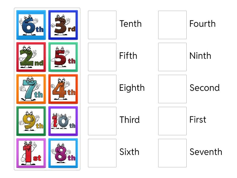 Ordinal Numbers 1st-10th_Wording - Match up