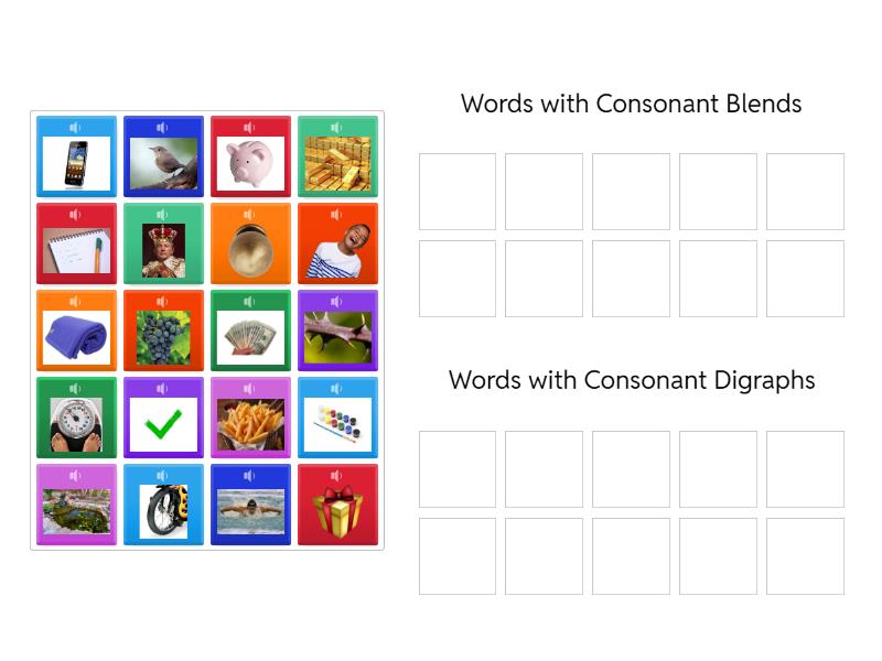 Sorting Consonant Blends and Digraphs - Group sort