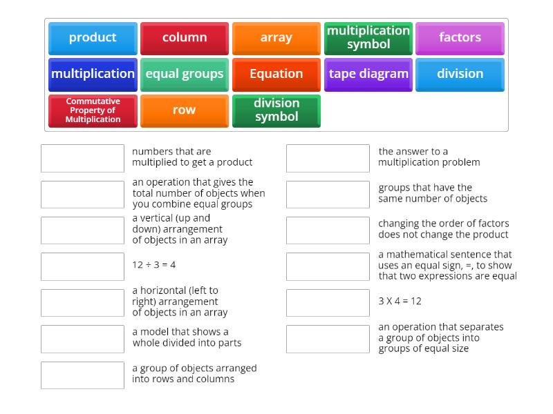 Chapter 1 Math Vocabulary - Match up