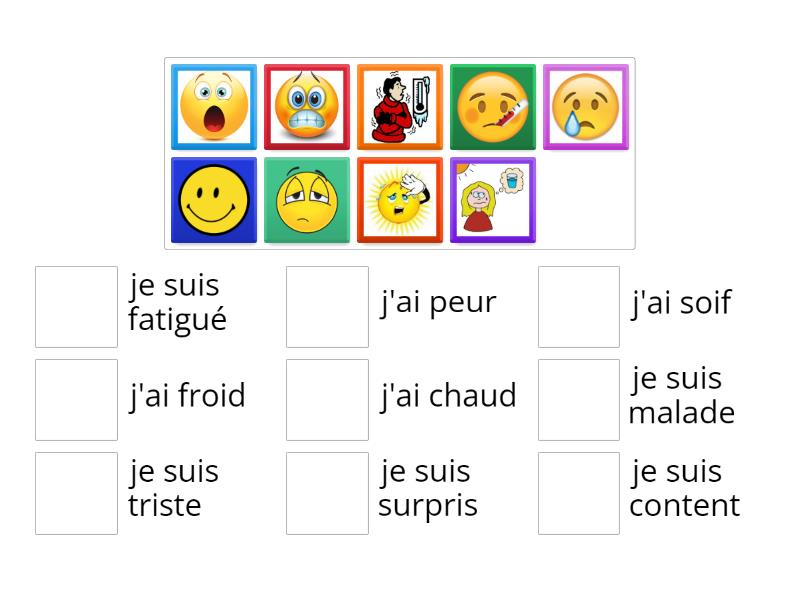 Je suis / j'ai + (Les émotions) - Match up