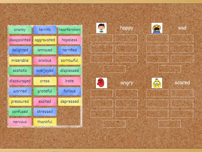 Synonyms (happy, sad, angry, scared) - Group sort