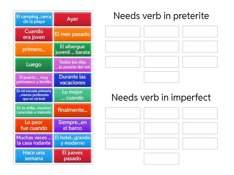 Avancemos 3 1.2 Preterite or Imperfect - Group sort