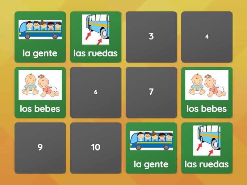 Las ruedas del autobus cancion Super Simple Spanish - Matching pairs