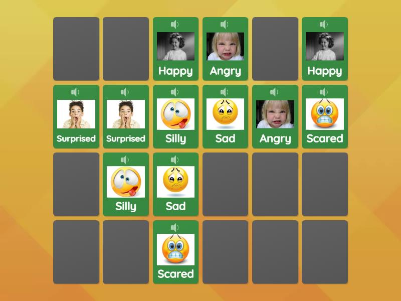 Feelings and emotions memory game - Matching pairs