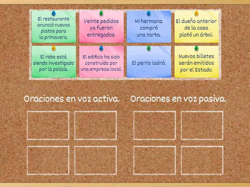 ¿Oración Activa o Pasiva? - Group sort