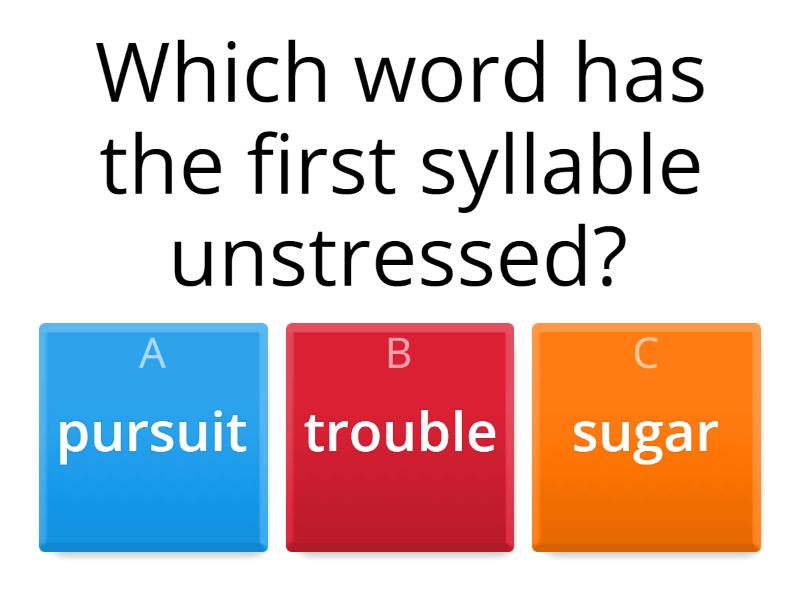 Grade 5 Unstressed Syllables - Quiz