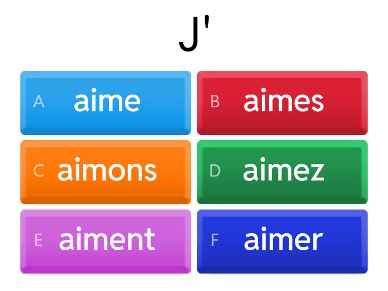 Verbe aimer conjugaison présent - Quiz
