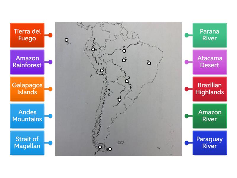 South America Physical Geography - Labelled diagram