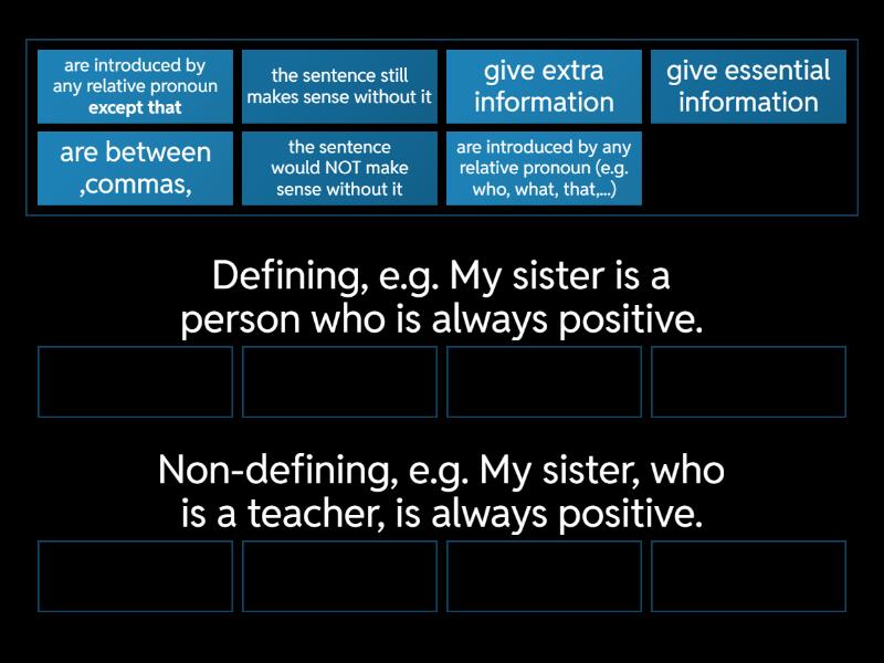 U9 Grammar: Relative clauses (Rules) - Group sort