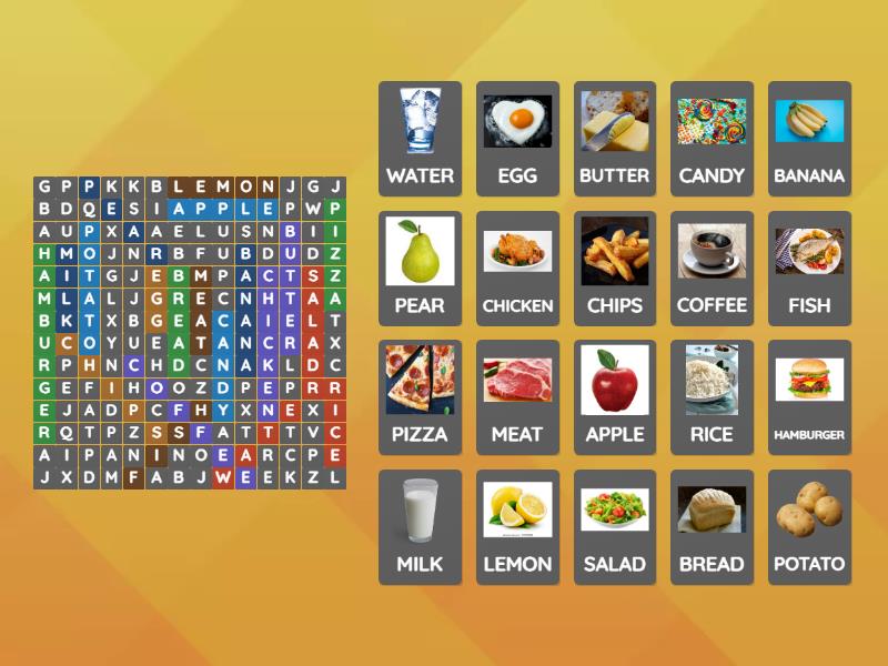 Foods and Drinks - - Wordsearch