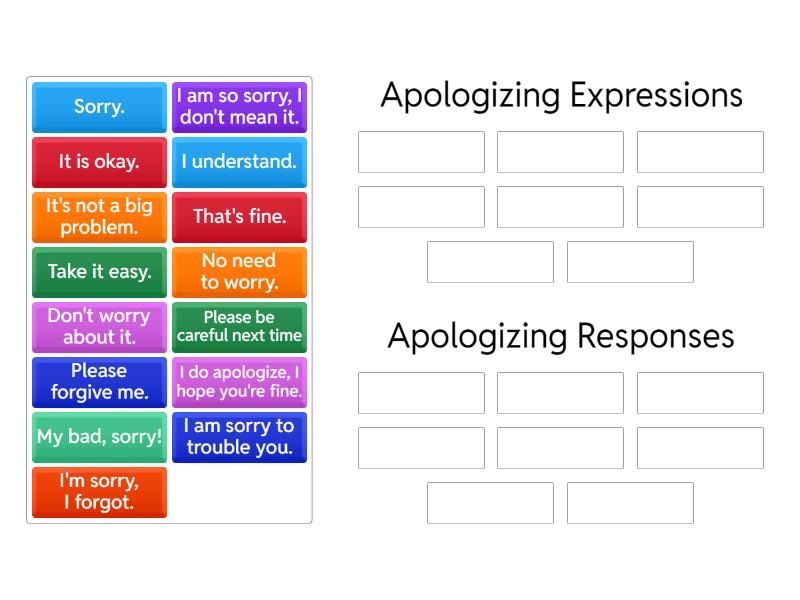 Apologizing Phrases - Group sort