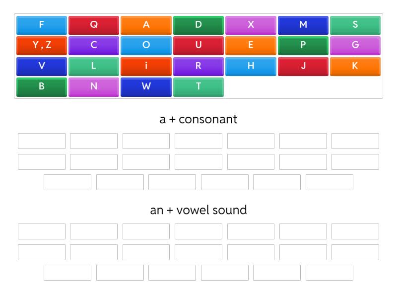 consonants and vowels - Group sort