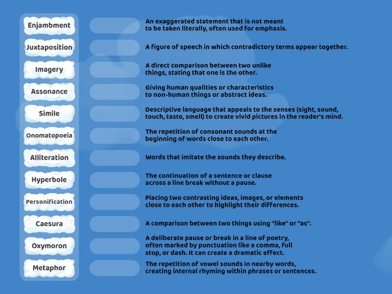 Poetic Techniques - Match up