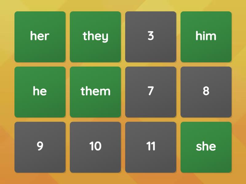 Subject and object pronouns - Matching pairs