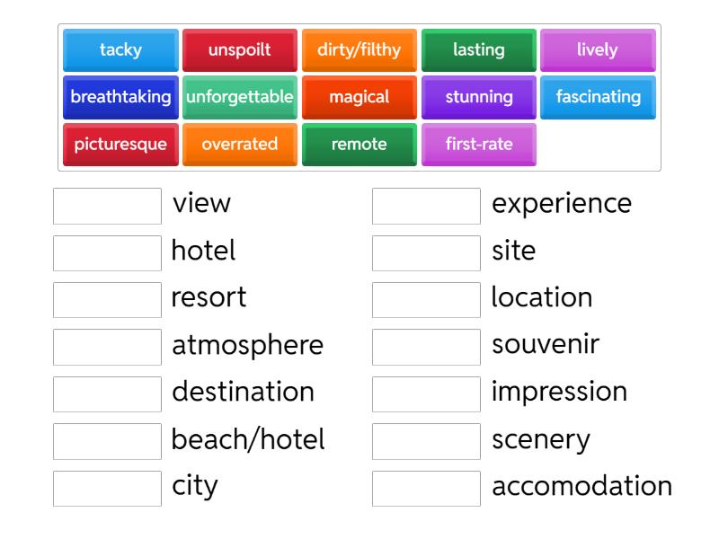 Travel adjectives - Match up
