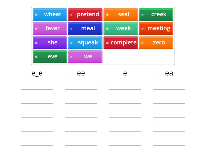 Long /ee/ Sorting Game - Group sort