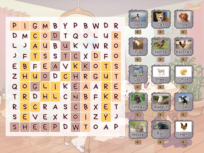 Find the farm animals! - Wordsearch