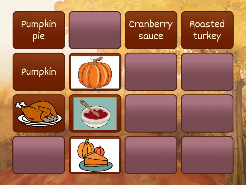 Thanksgiving Food - Matching pairs
