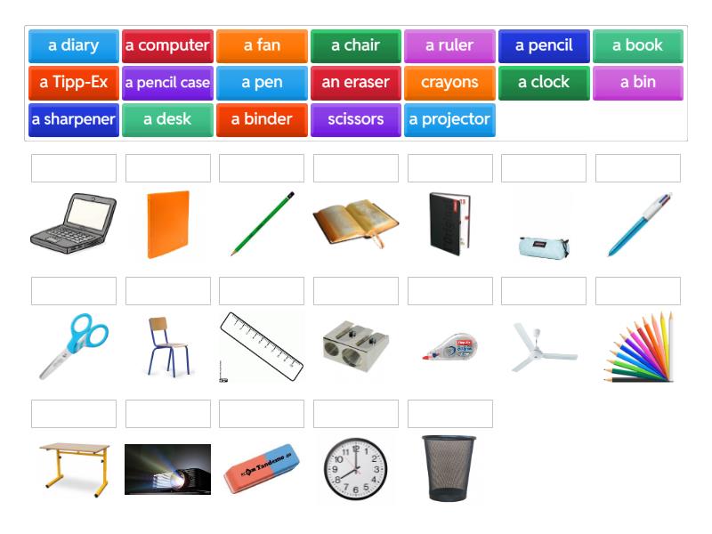 Vocabulary: school supplies - Apparier