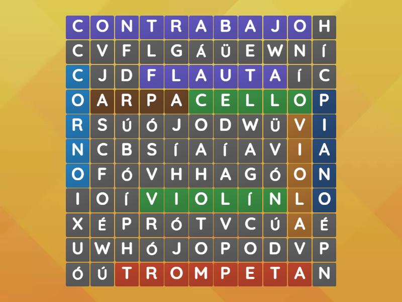 SOPA DE LETRAS DE INSTRUMENTOS MUSICALES - Wordsearch