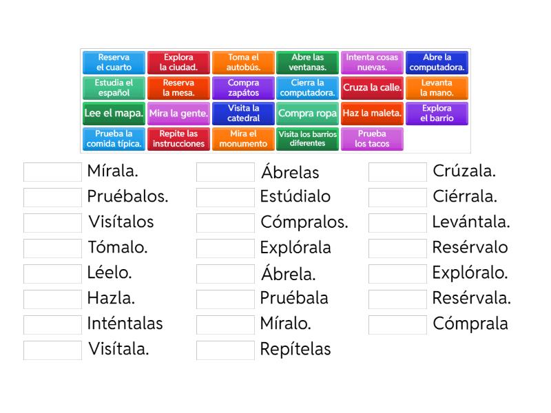 MATCHING DOPs - Affirmative Tú Commands - Match up