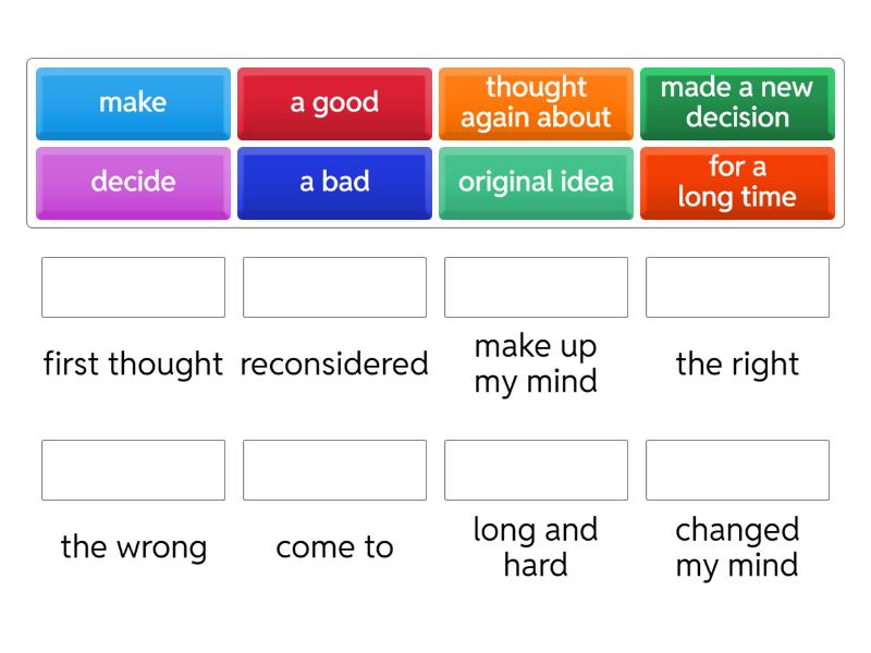 8th Making a Decision Vocabulary - Une las parejas