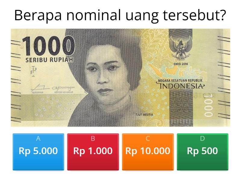 Bahasa Indonesia Kelas 1 Mengenal Mata uang - Quiz
