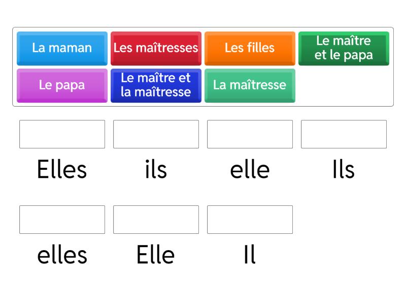 Pronoms - il, elle, ils, elles - Match up