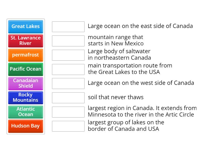 Geography of Canada - Match up