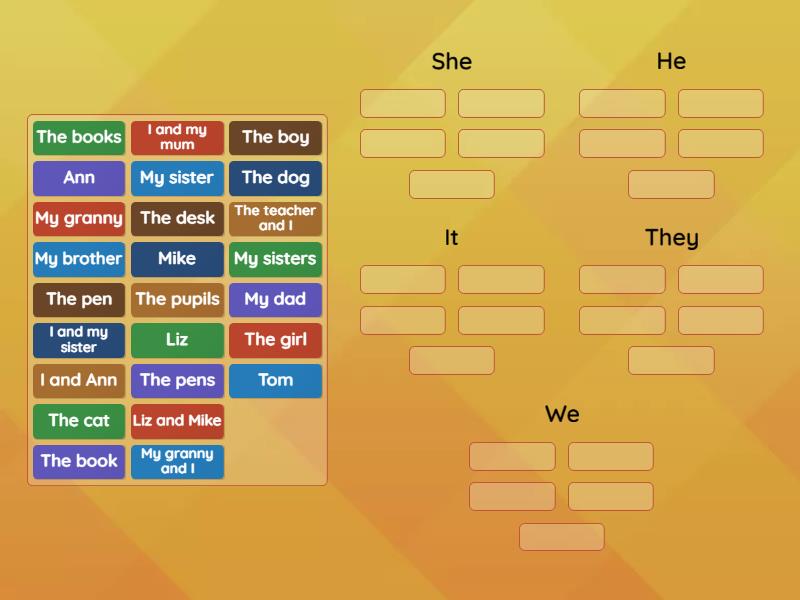 PERSONAL PRONOUNS F3 U7 group - Group sort