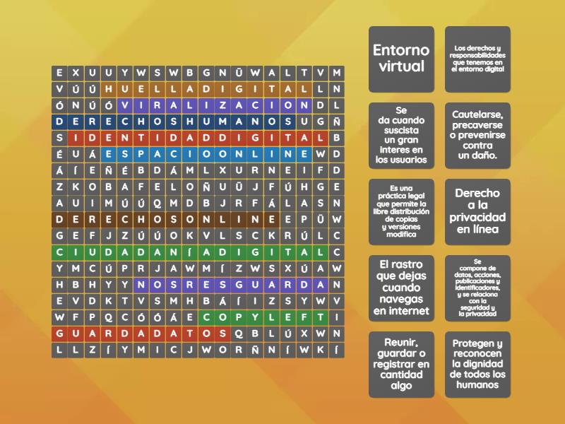 cuidadania digital - Sopa de letras