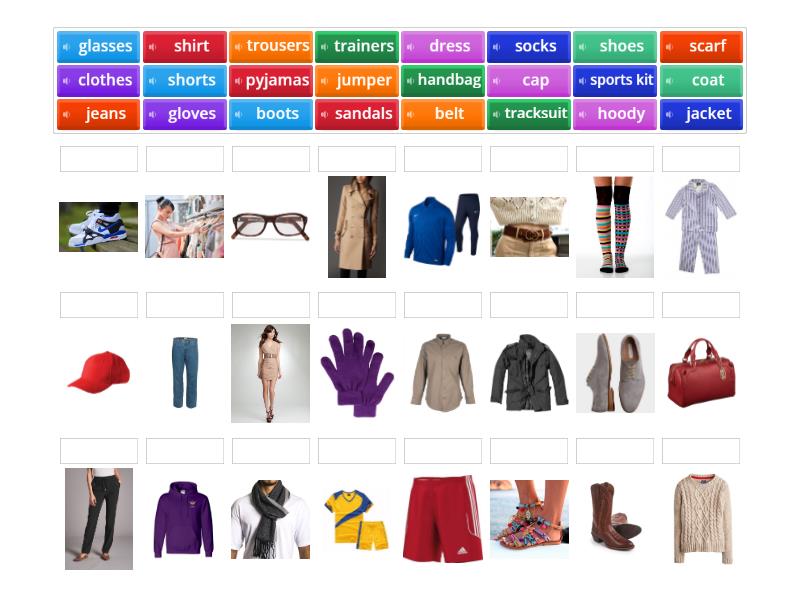Clothes & accessories - flashcards - Match up