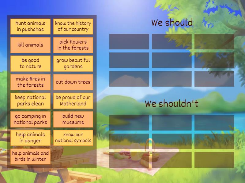 should/shouldn't (6th form) - Group sort