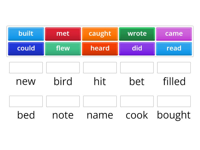 7C_match the past simple irregular verbs with the same vowel sounds ...