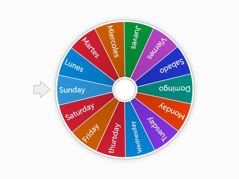 Days of the week - Spin the wheel