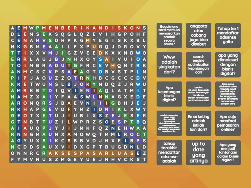 digital marketing - Wordsearch