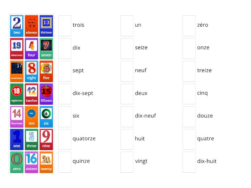 Les Numeros 0-20 - Match up