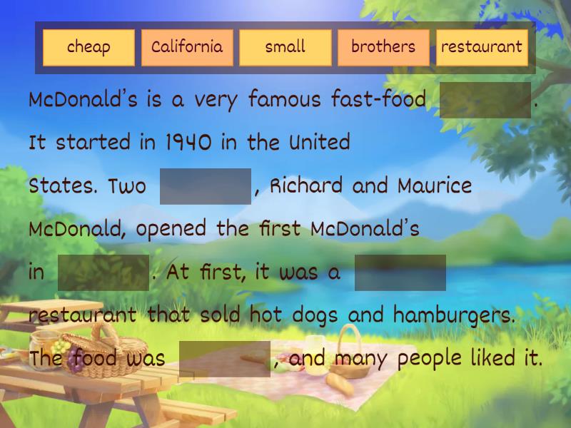 The History of McDonald’s - Reading - Complete the sentence