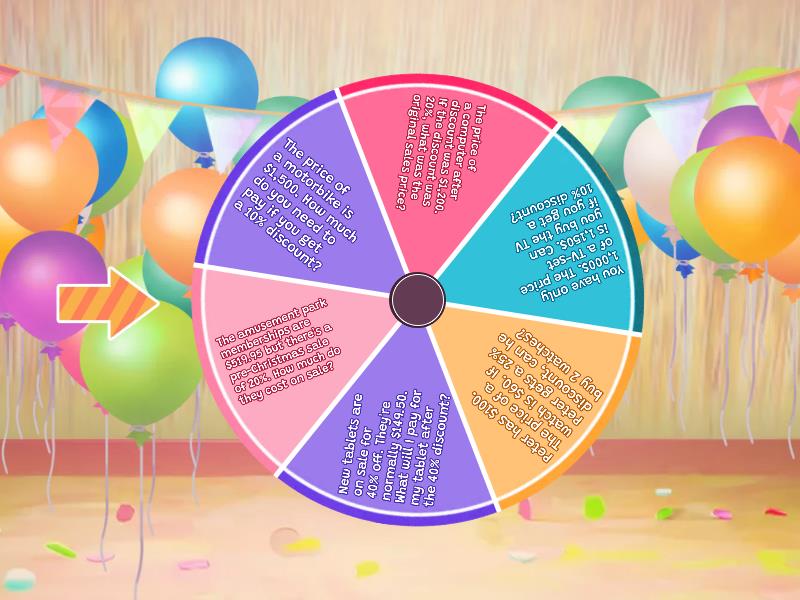 Percent Discount - Spin the wheel