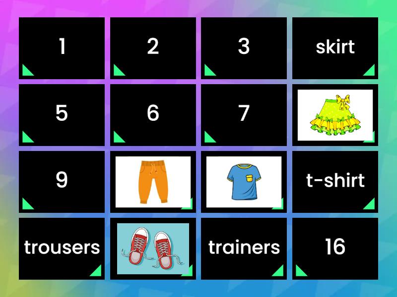 MEMORY GAME - CLOTHES - Matching pairs