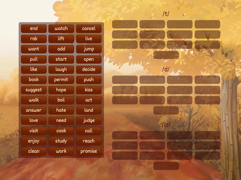 ED pronunciation t vs d vs id - Ordenar por grupo