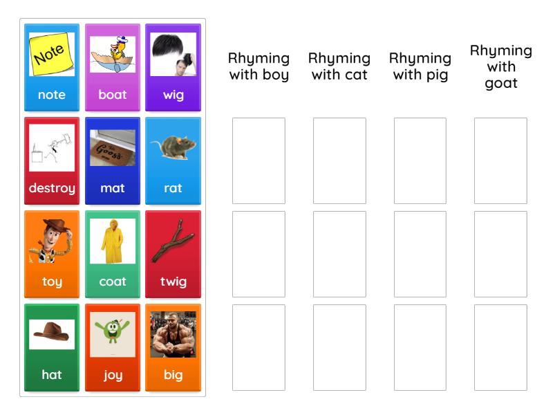 Rhyming Words - Group sort