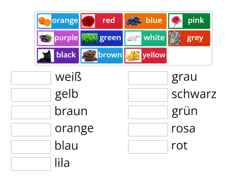 Farben Englisch-Deutsch - Сопоставить