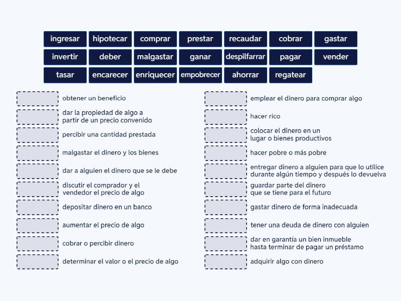 DINERO (verbos) - Match up