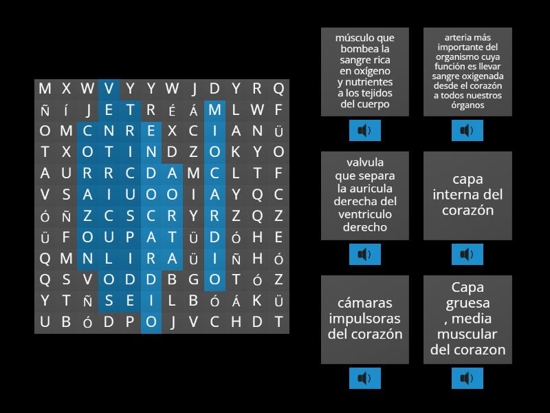 ANATOMIA DEL CORAZON - Sopa de letras